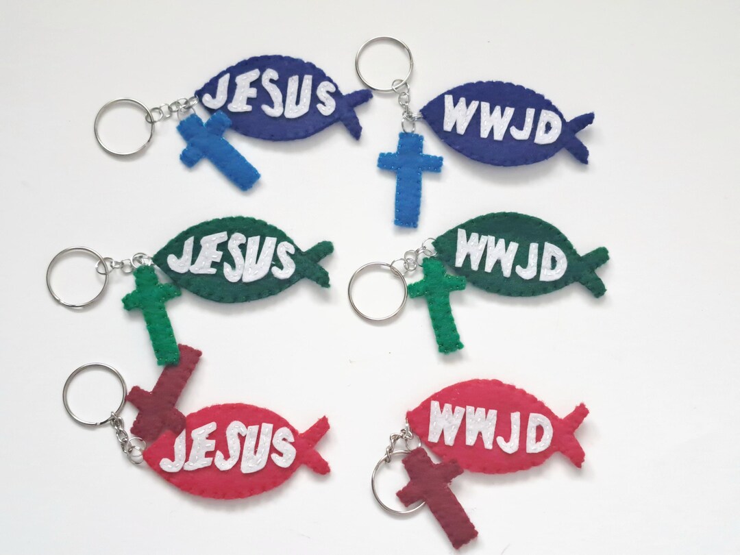 Jesus & WWJD Felt Keychain | Handmade Christian Key Ring | Faith Gift ...