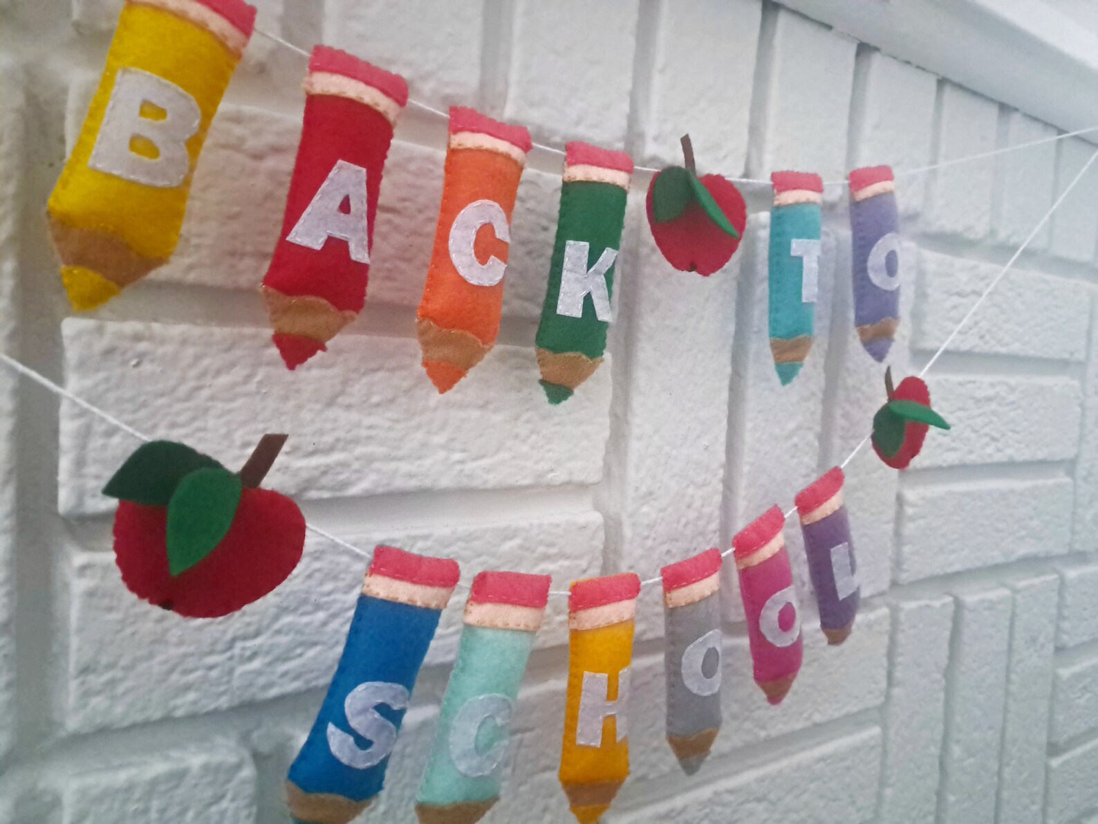 Back to School Felt Banner First Day of School Pencils Garland School ...