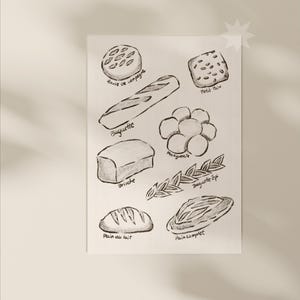 Trendy Kitchen Wall Art | Bakery Poster for Kitchen | Hand Drawn ...