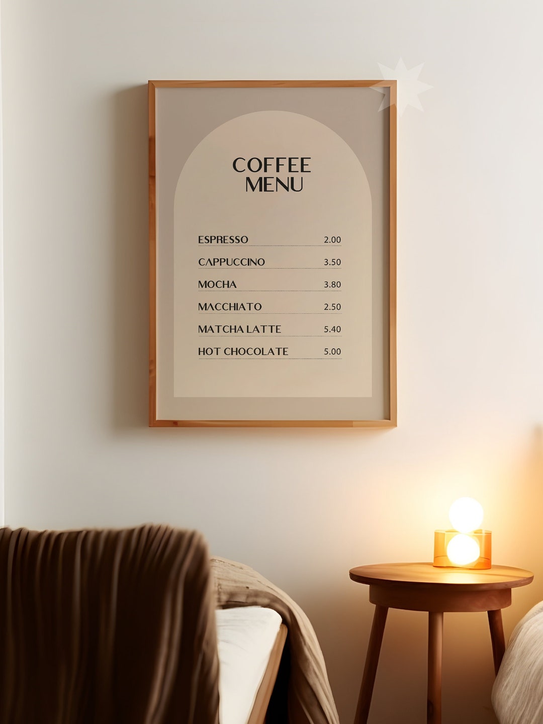 Coffee Menu Wall Art Kitchen Decor Aesthetic Wall Art Trendy Kitchen ...