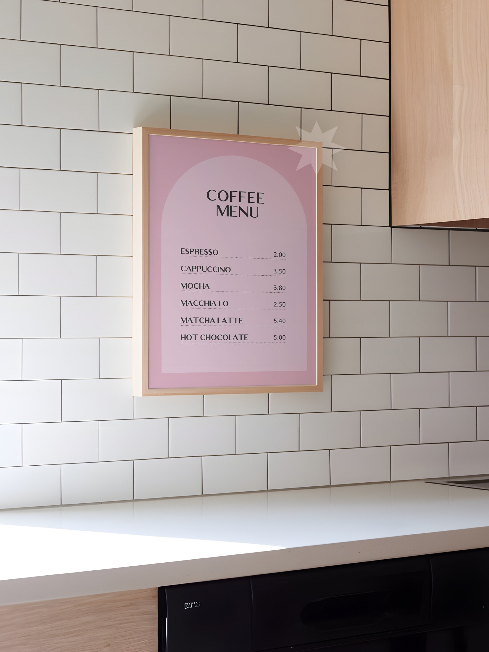 Coffee Menu Wall Art | Pink Kitchen Decor | Trendy Cafe Wall Art ...