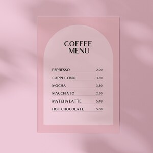 Coffee Menu Wall Art | Pink Kitchen Decor | Trendy Cafe Wall Art ...