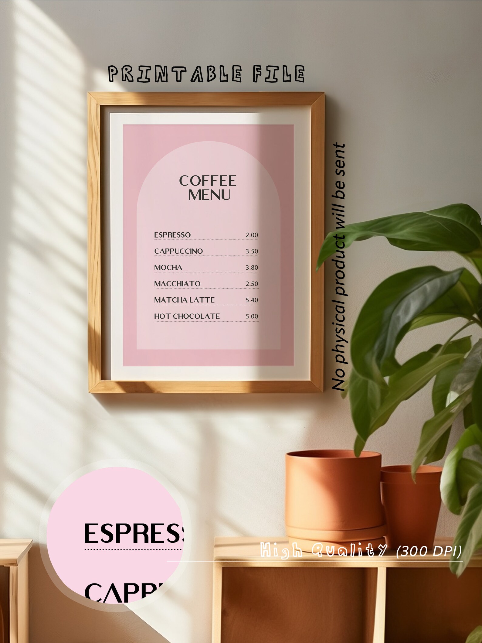 Coffee Menu Wall Art | Pink Kitchen Decor | Trendy Cafe Wall Art ...