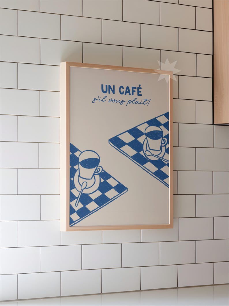 Coffee Cafe Print | French Paris Cafe Poster | Retro Kitchen Wall Art ...