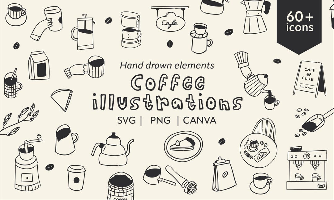 Hand Drawn Coffee Clipart Menu Illustration Line Art Png Clipart, Svg ...
