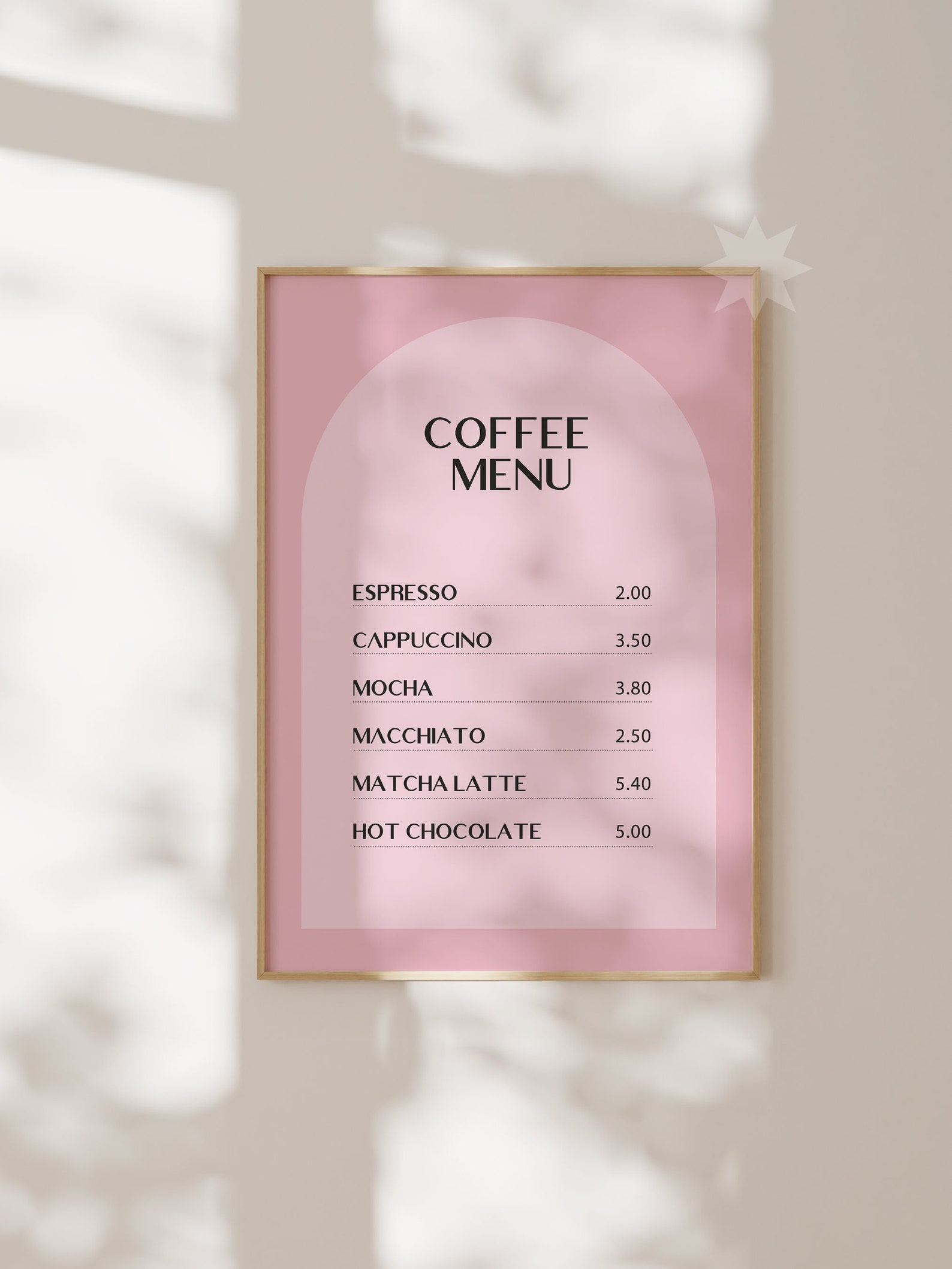 Coffee Menu Wall Art | Pink Kitchen Decor | Trendy Cafe Wall Art ...