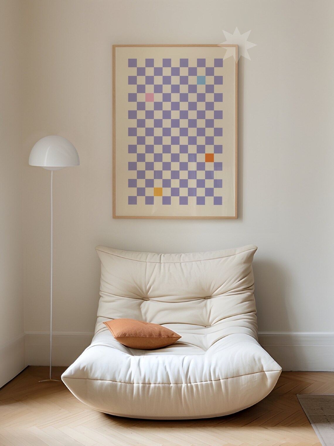 Checkered Wall Art Set of 4 Trendy Pastel Checkerboard Art Print Groovy ...