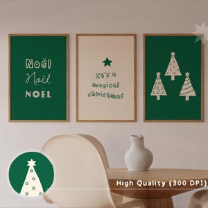 Set of 3 Christmas Poster Minimalist Christmas Wall Art Neutral ...