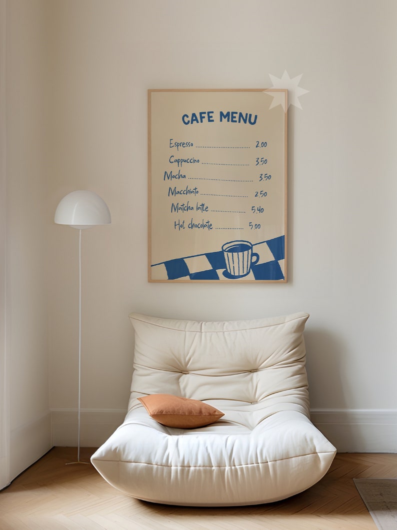 Cafe Menu Wall Art | Hand Drawn Kitchen Decor | Trendy Kitchen Wall Art ...