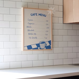 Cafe Menu Wall Art | Hand Drawn Kitchen Decor | Trendy Kitchen Wall Art ...