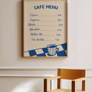 Cafe Menu Wall Art | Hand Drawn Kitchen Decor | Trendy Kitchen Wall Art ...