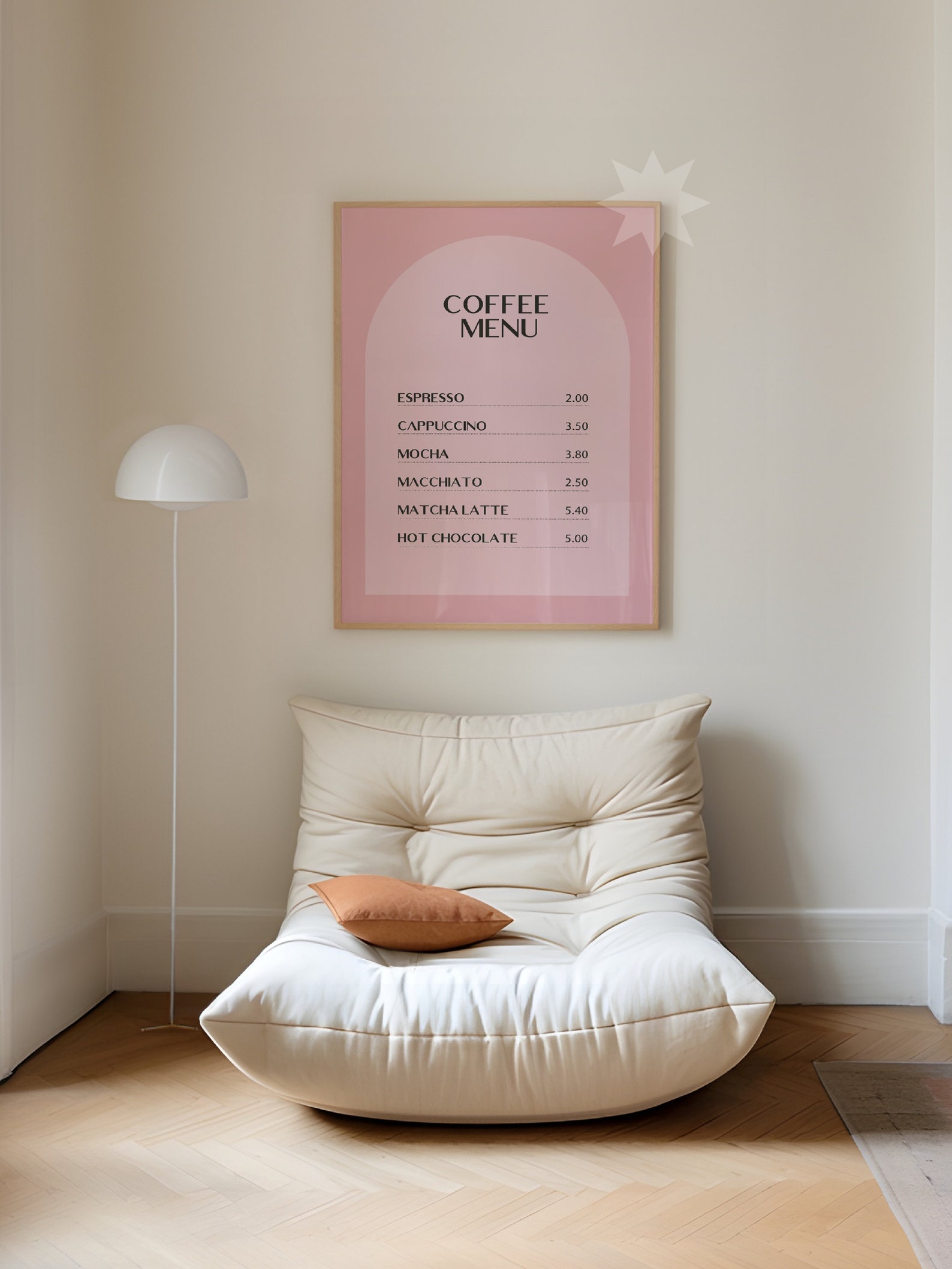 Coffee Menu Wall Art | Pink Kitchen Decor | Trendy Cafe Wall Art ...
