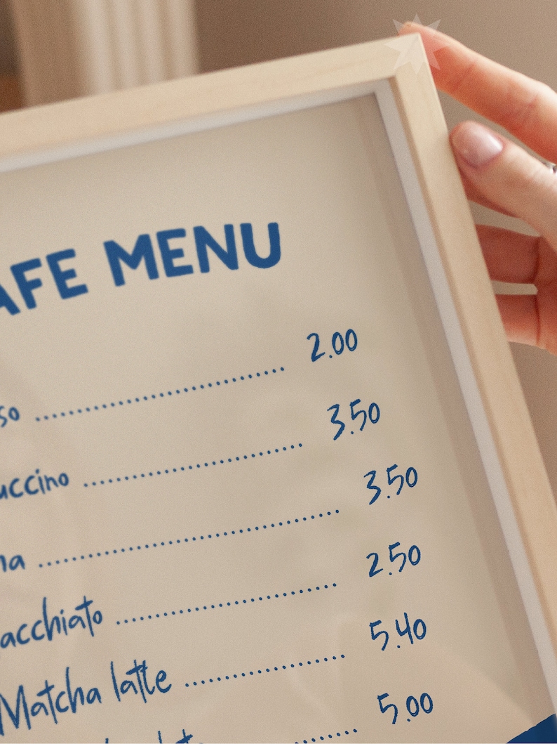 Cafe Menu Wall Art | Hand Drawn Kitchen Decor | Trendy Kitchen Wall Art ...