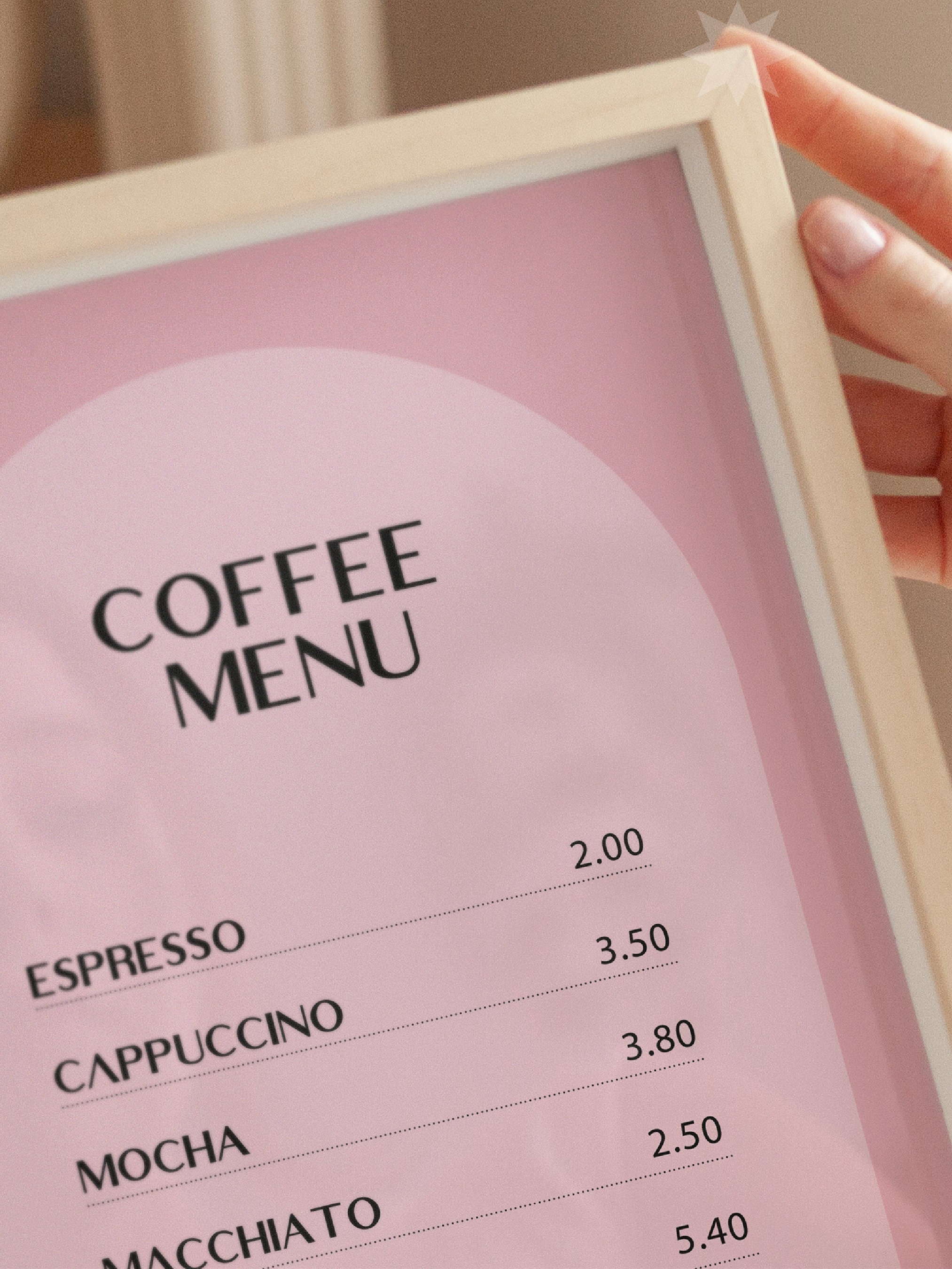 Coffee Menu Wall Art | Pink Kitchen Decor | Trendy Cafe Wall Art ...