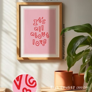 Pink Quote Wall Art Love Poster Hand Writing Poster Aesthetic Living ...