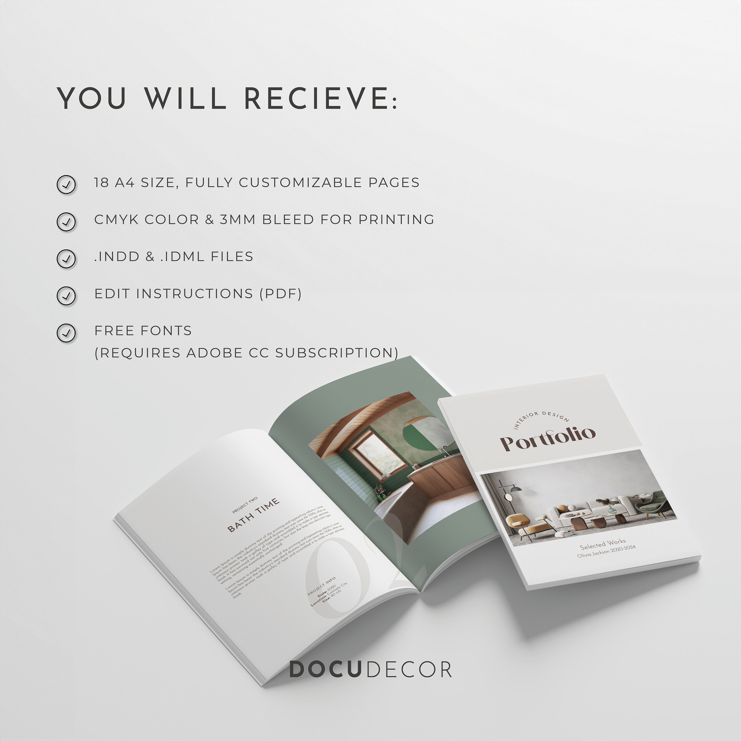 Interior Design Portfolio in Book Format, Adobe Indesign Template ...