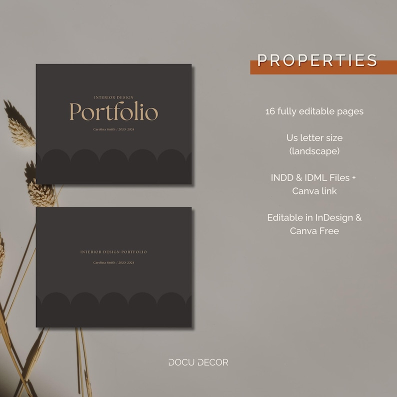 Portfolio Template for Interior Designer | Indesign and Canva Template ...