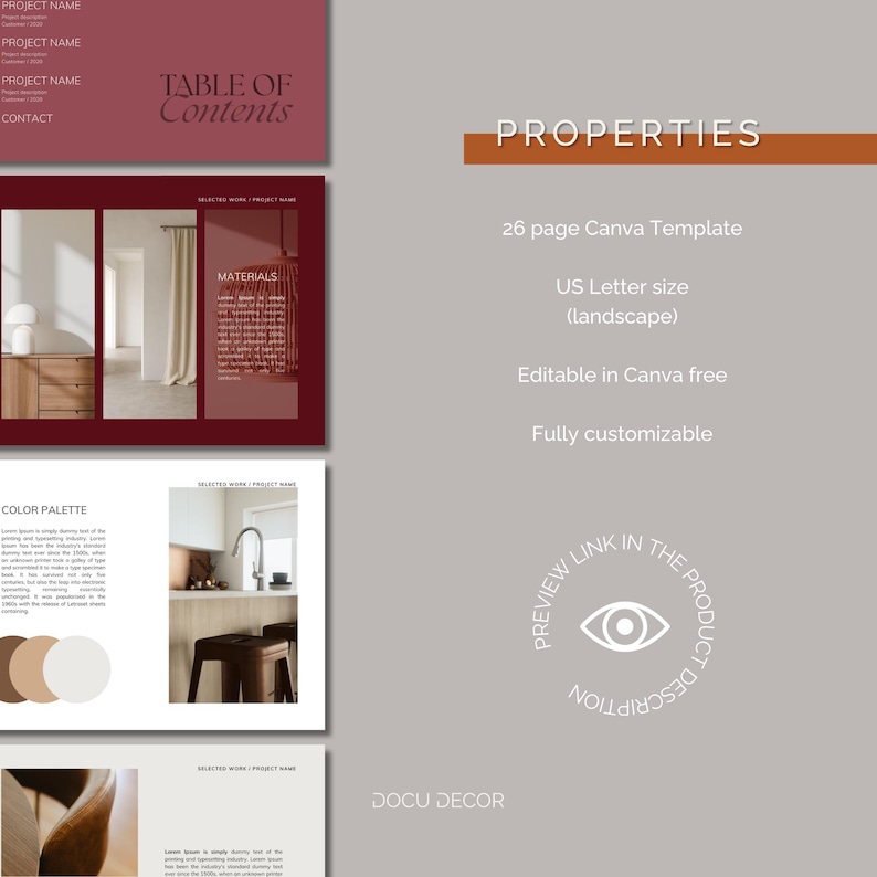 Minimalistic Canva Portfolio Template for Interior Design and ...
