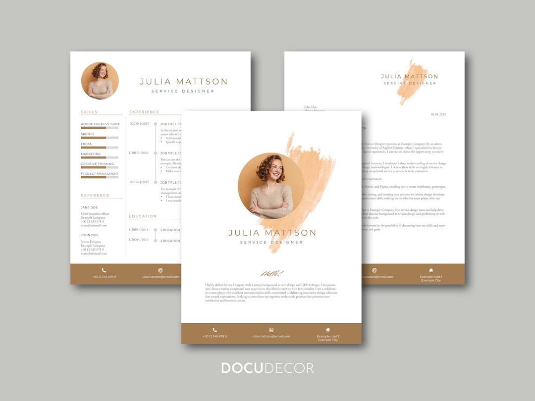 Indesign Resume & Cover Letter Template Set for Service Designer - Etsy
