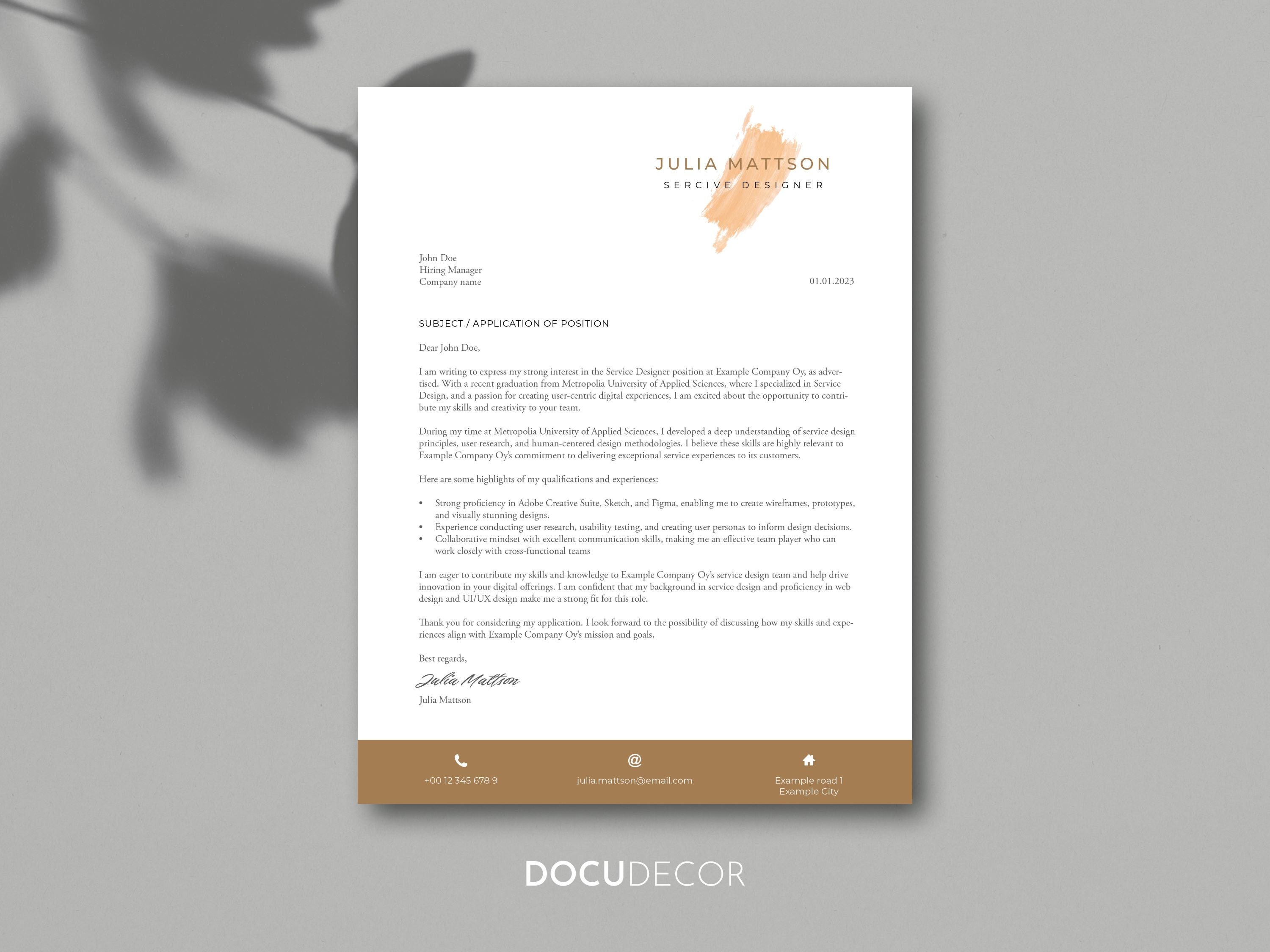 Indesign Resume & Cover Letter Template Set for Service Designer - Etsy