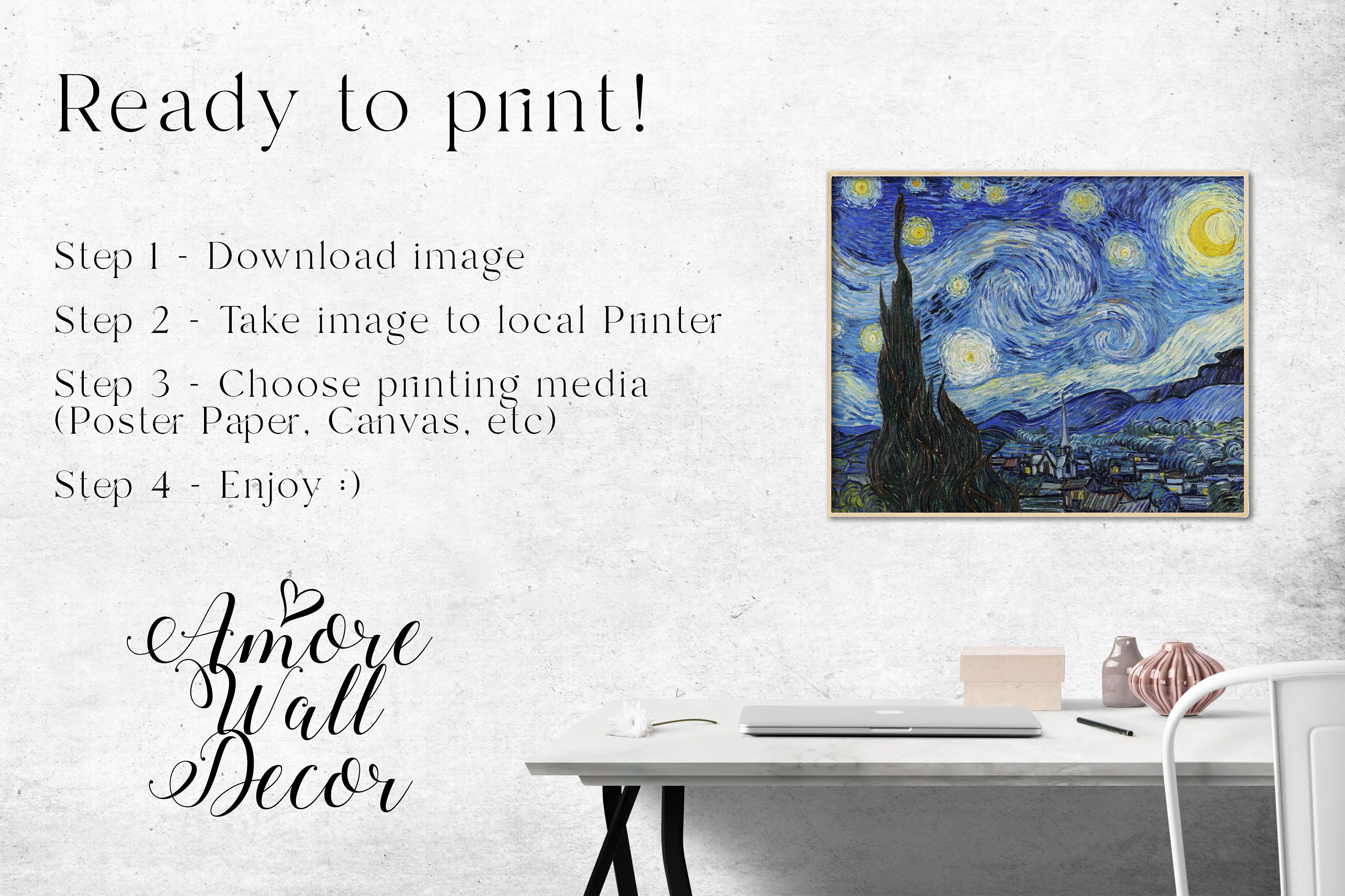 Vincent Van Gogh the Starry Night 1889 High Definition - Etsy
