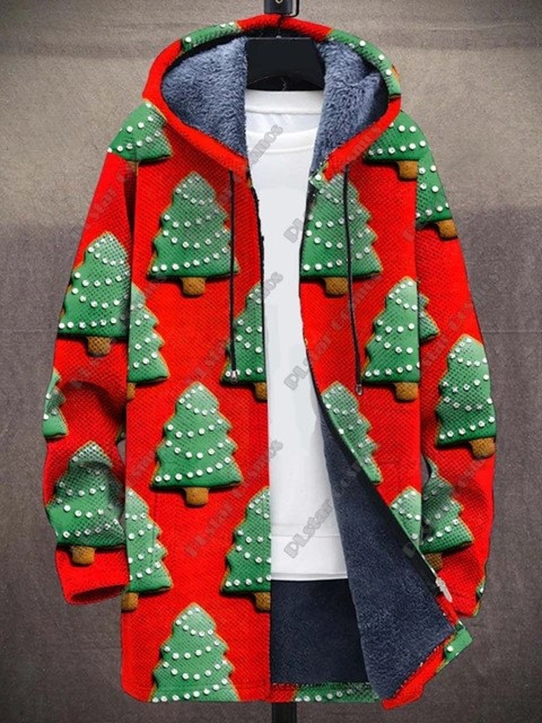 New 3D Printing Retro Abstract Art Multi-color Winter Hooded Zipper ...