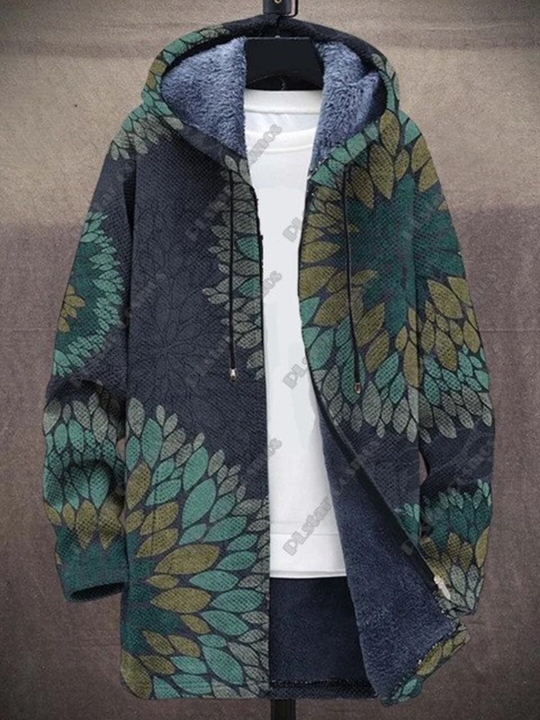 New 3D Printing Retro Abstract Art Multi-color Winter Hooded Zipper ...