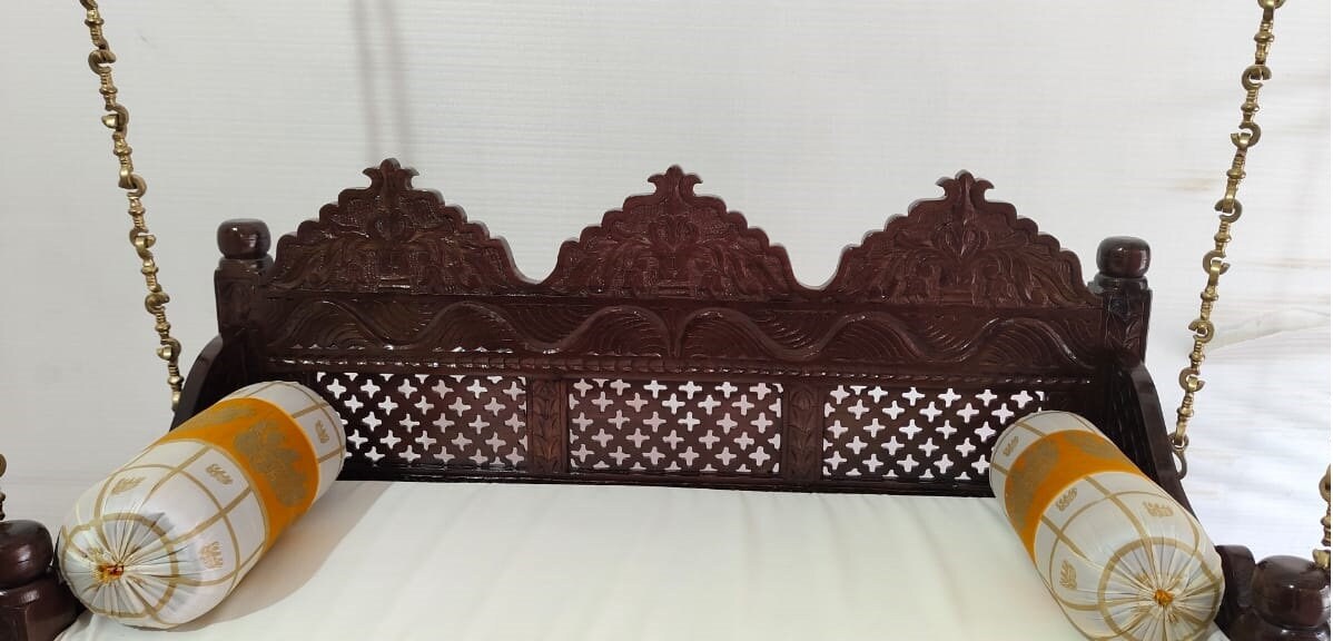 Buy Indian Handmade Carved Solid Wooden Indoor Swing Wooden Jhula With ...