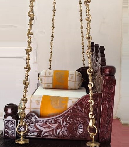 Buy Indian Handmade Carved Solid Wooden Indoor Swing Wooden Jhula With ...