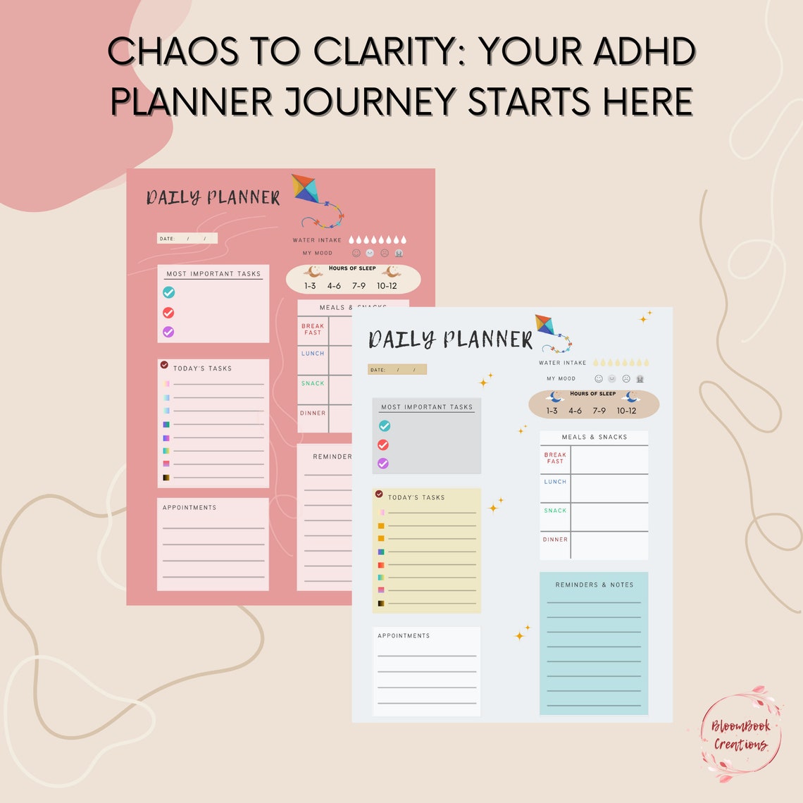 ADHD Daily Planner Printable Focus Planner Printable Planner Pages ADHD ...