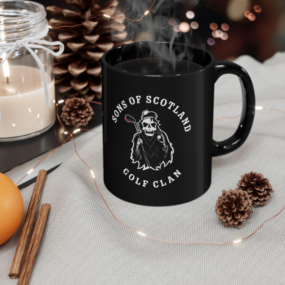 Scottish Clan Golf Mug, Black Ceramic Cup, Son of Scotland Design ...