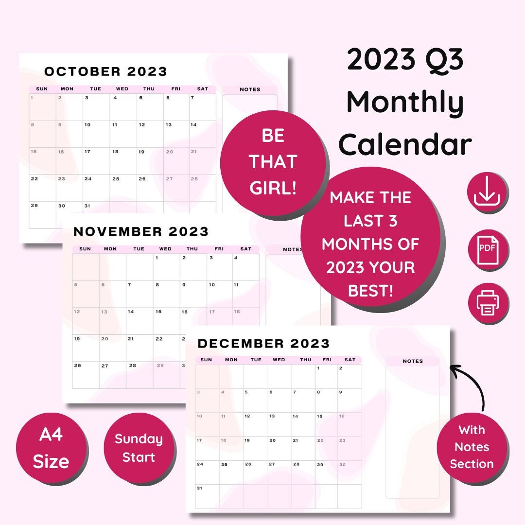 THAT GIRL Printable Calendar 2023 Digital PDF Printable Minimalistic ...