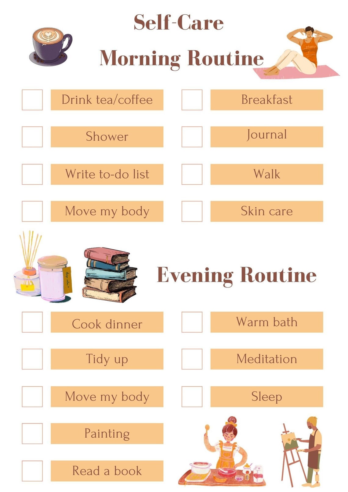 Self-care Daily Printable Planner: Morning and Evening Routine ...