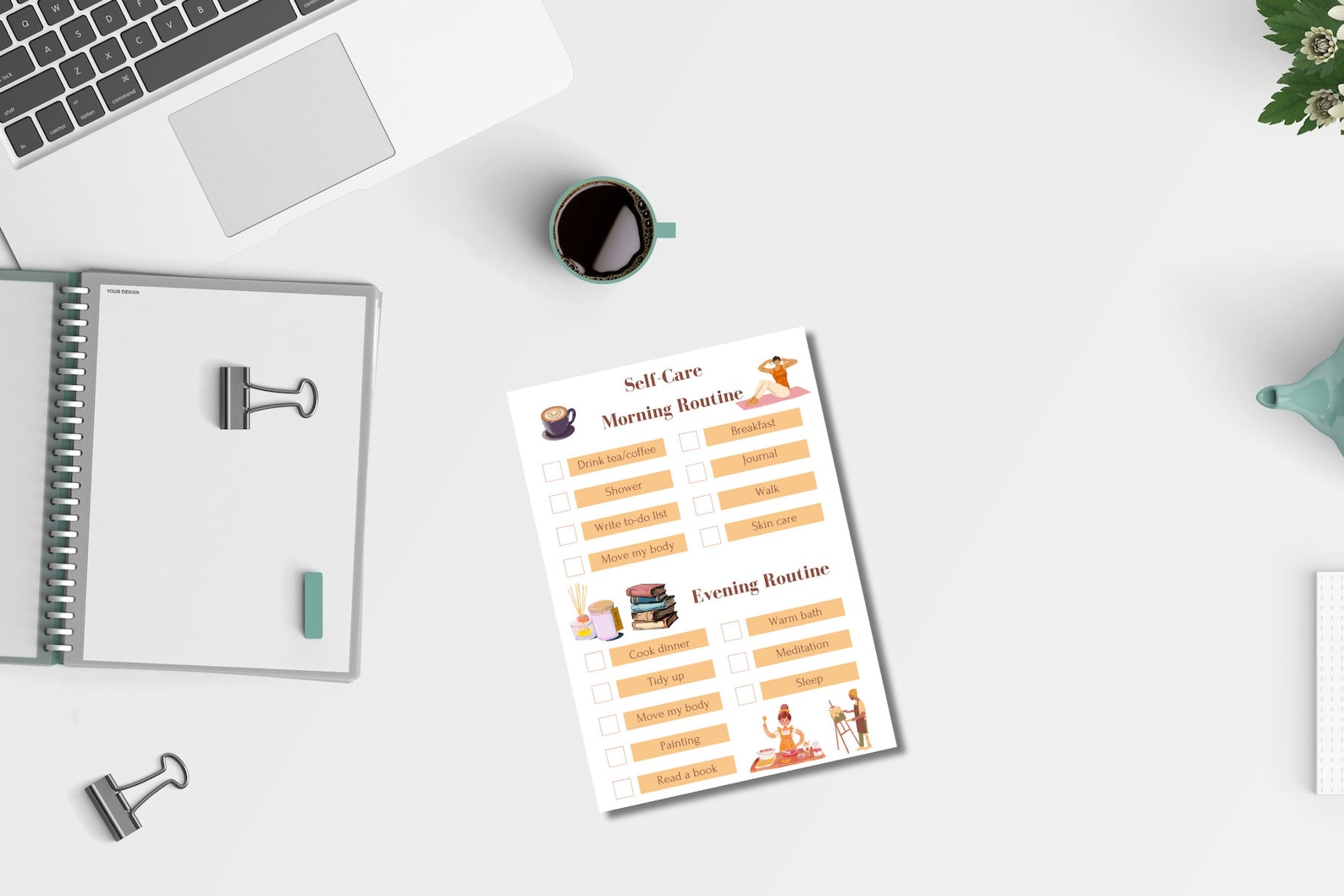 Self-care Daily Printable Planner: Morning and Evening Routine ...