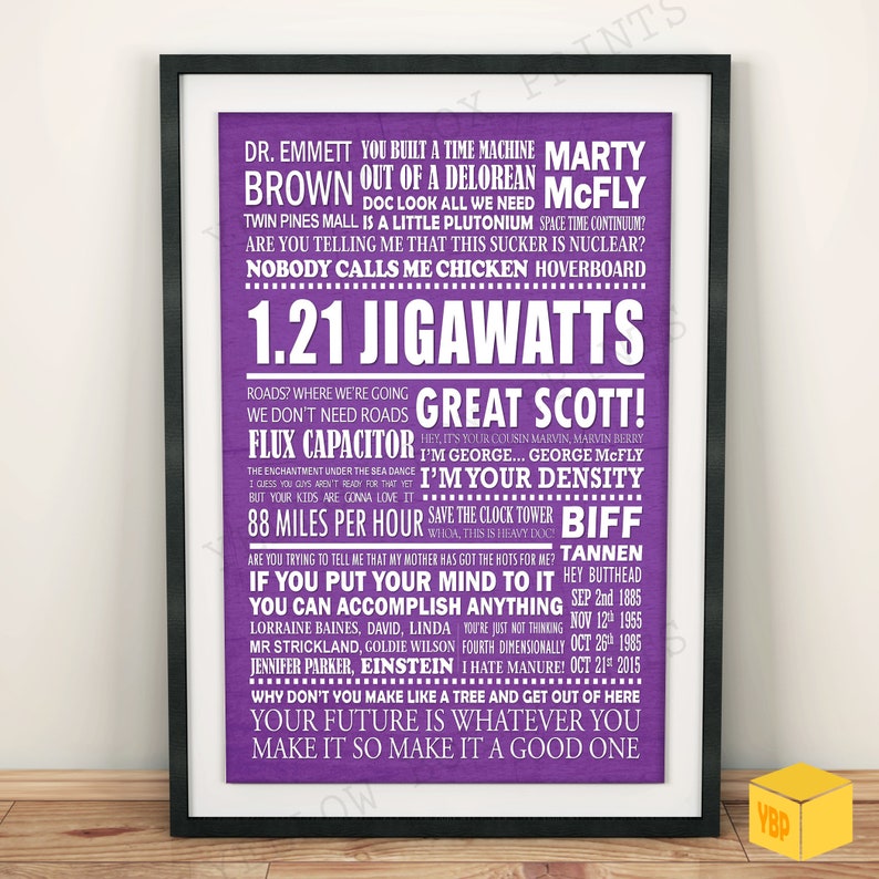 BACK to THE FUTURE Film Series Typography Poster Print - 8 Colours ...