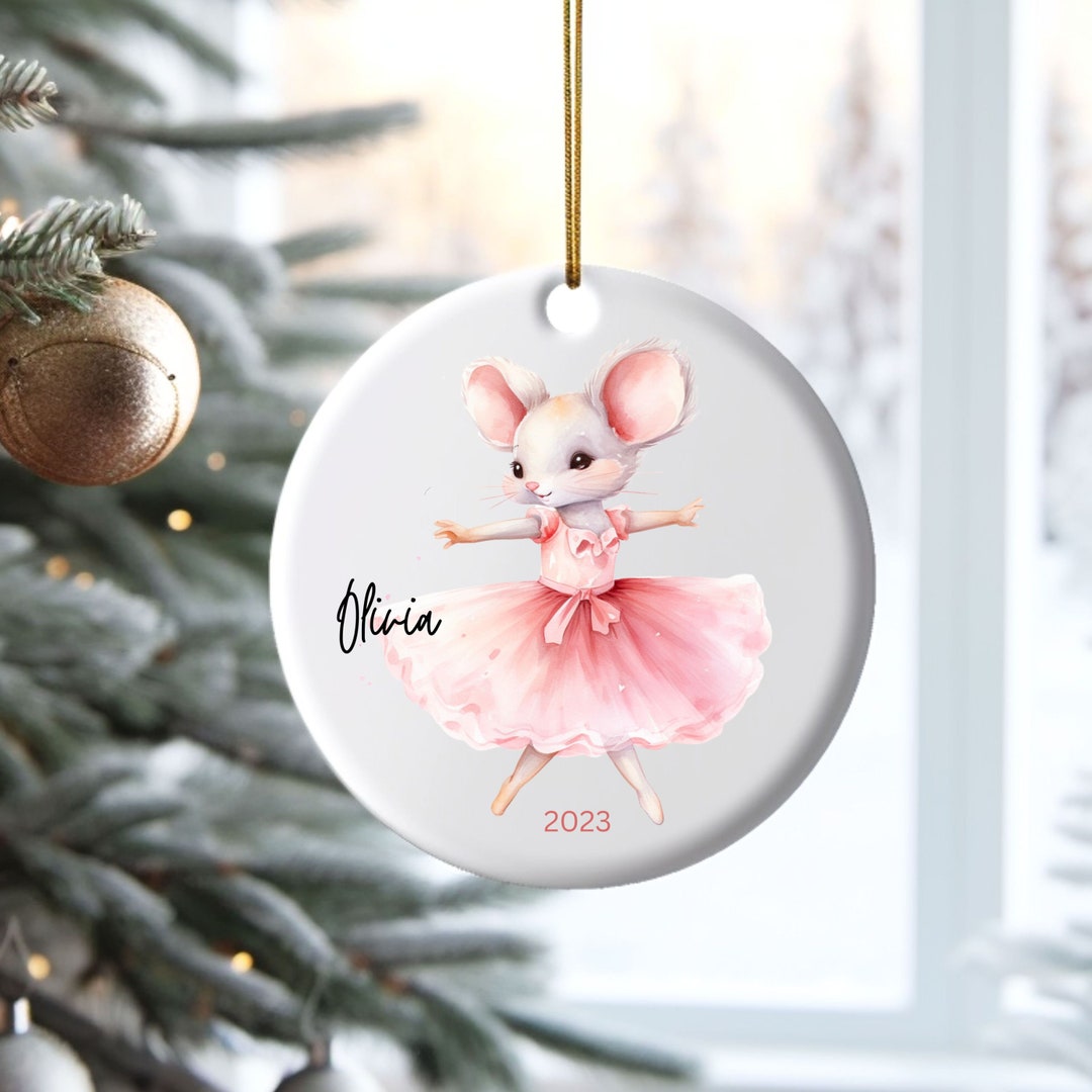 Personalized Pink Ballerina Mouse Christmas Ornament, Ballerina Gift ...