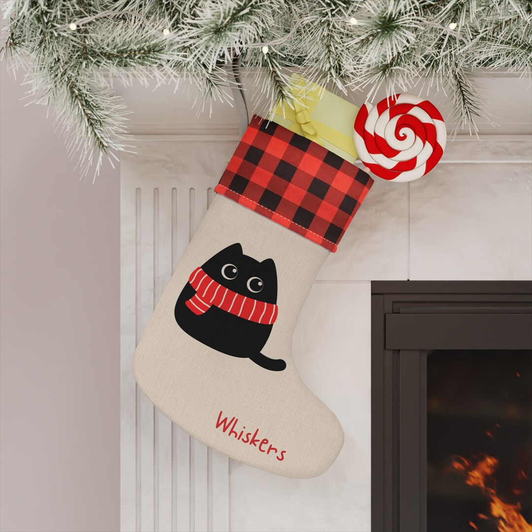 Personalized Cat Christmas Stocking, Cat Christmas, Cat Stocking, Gift ...