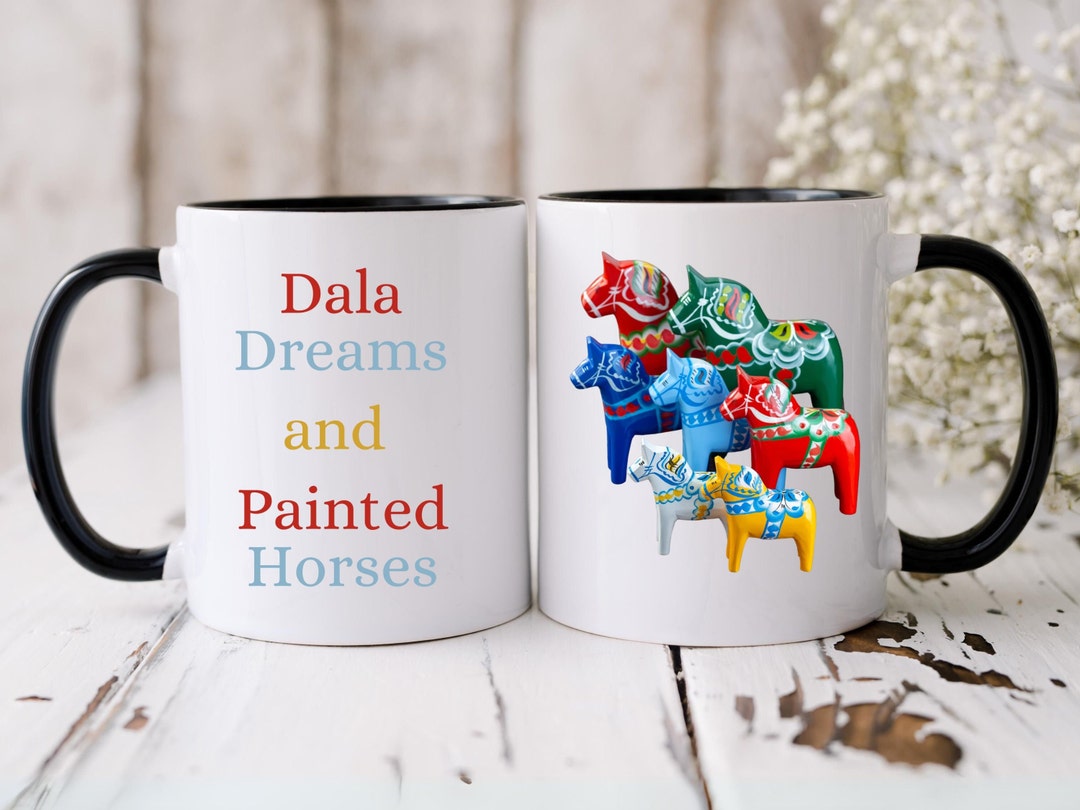 Personalized Sweden Coffee Mug, Swedish Dala Horse, Scandinavian Decor ...