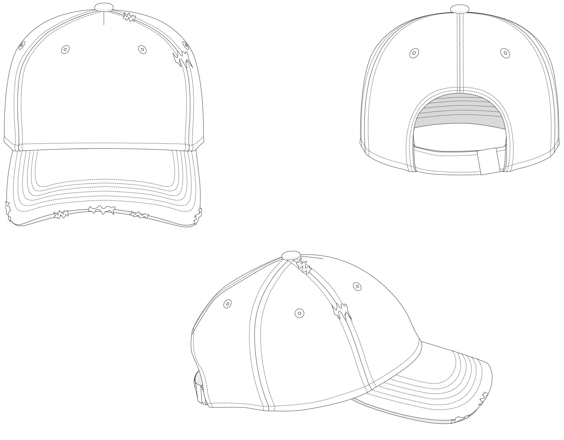 Baseball Cap Sketch Illustrator Template Tech Pack Mockup Clothing ...