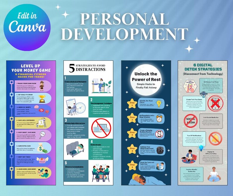 10 Editable Infographic Templates | Canva Infographic Bundle | Personal ...