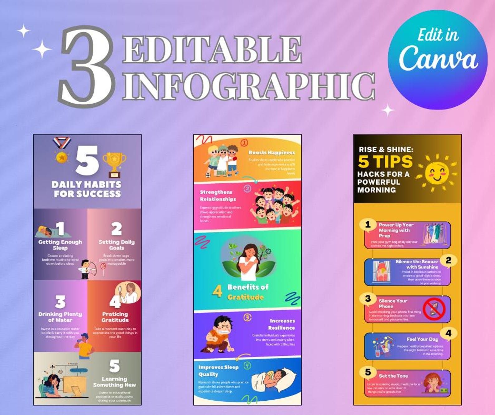 3 Editable Canva Infographic Templates | Business, Study, and ...