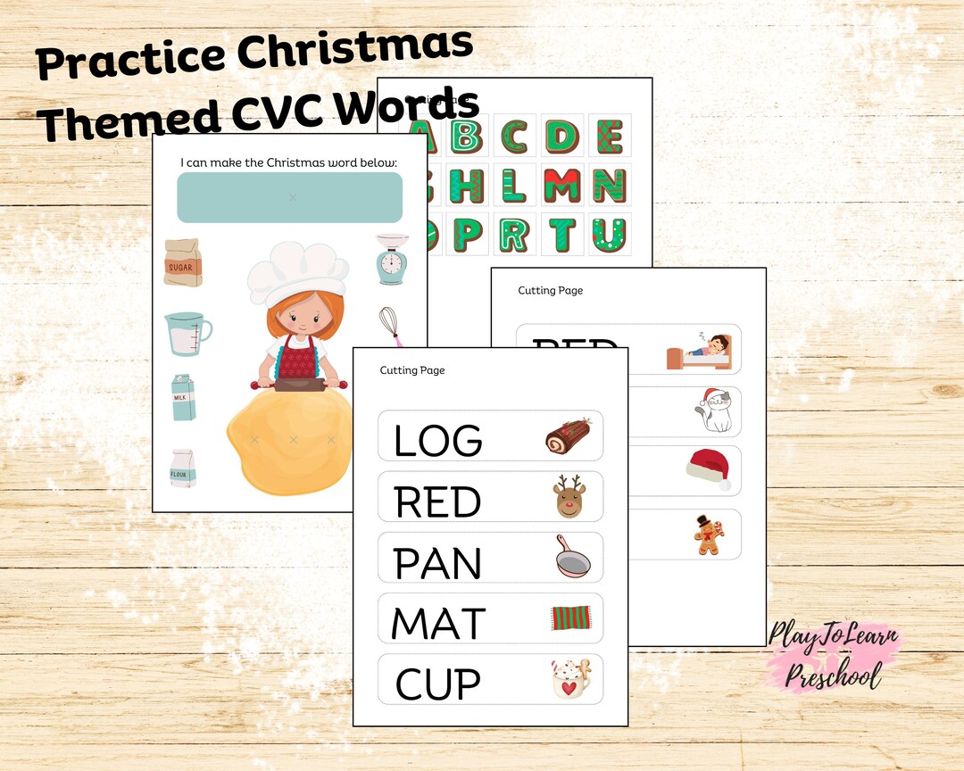 Christmas Inspired CVC Word Practice, Preschool Christmas Activity ...