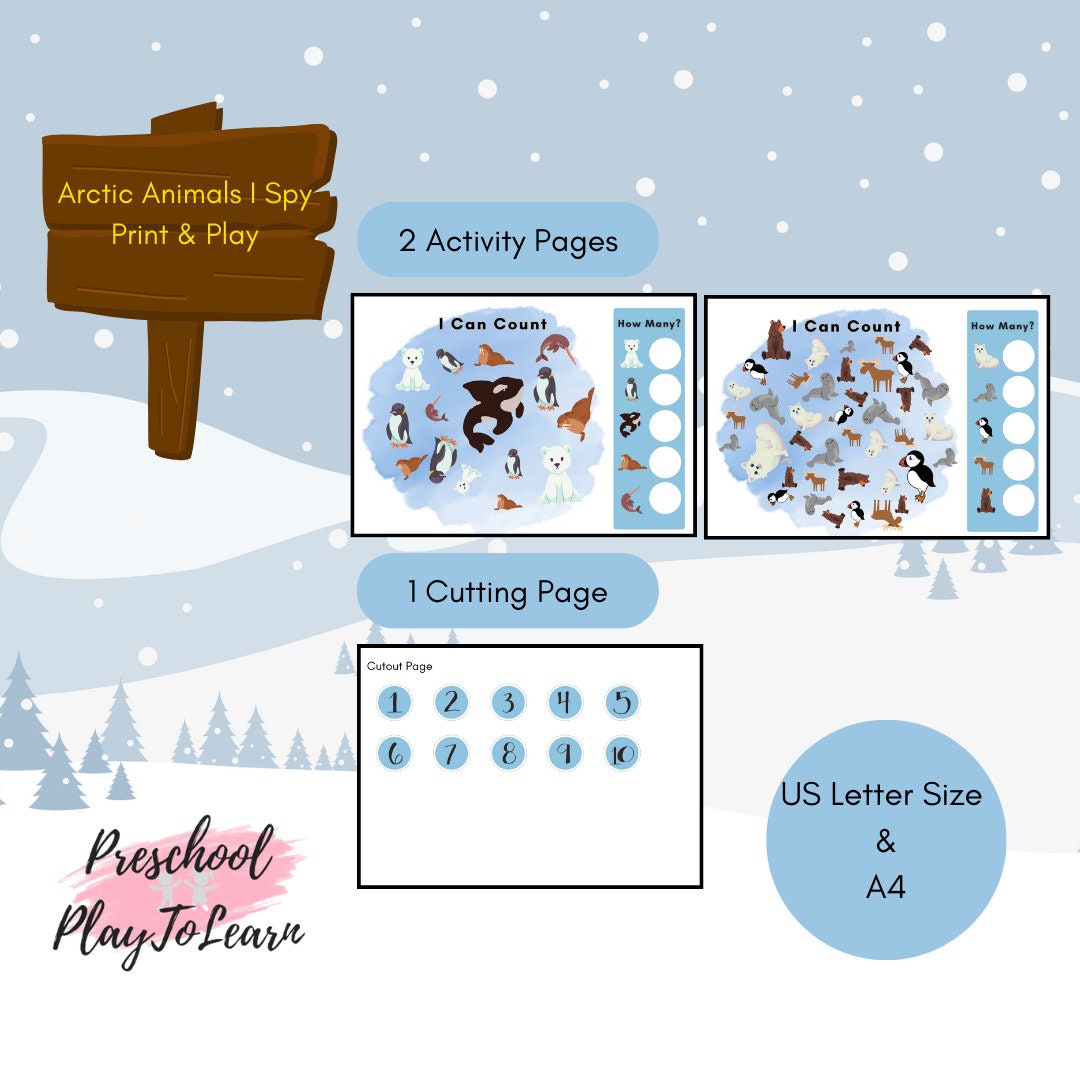 I Spy Activity Arctic Animals Theme Look and Find Counting Game ...