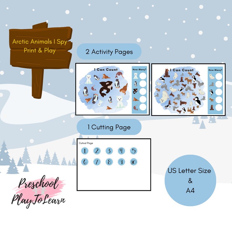 I Spy Activity Arctic Animals Theme Look and Find Counting Game ...