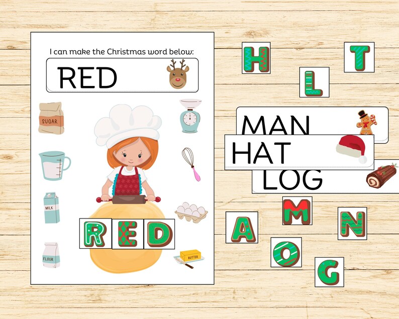 Christmas Inspired CVC Word Practice, Preschool Christmas Activity ...