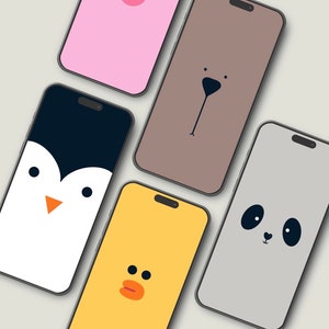 Animal iPhone Wallpaper Pack With Cat, Bear, Pig, and Duck Delights - Etsy