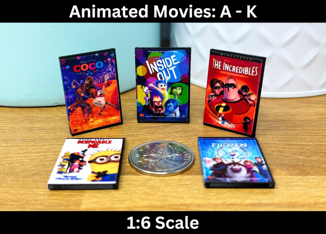 Dollhouse 1:6 Mini DVD Cases Animated Movies A-K, Miniature Movie Cover ...
