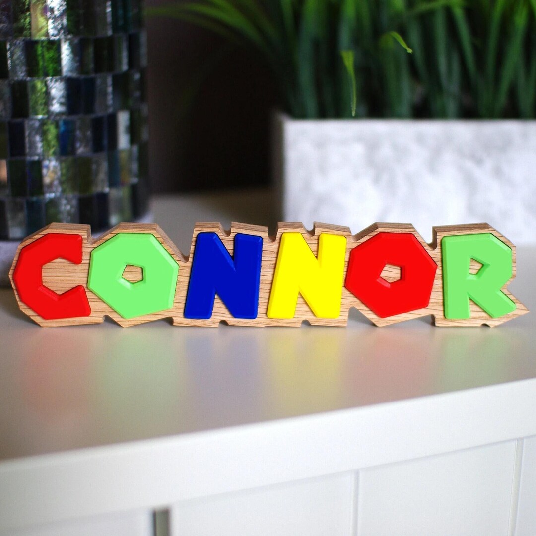Custom Wood Mario Nameplate, Personalized Hardwood Desk Sign, Nursery ...