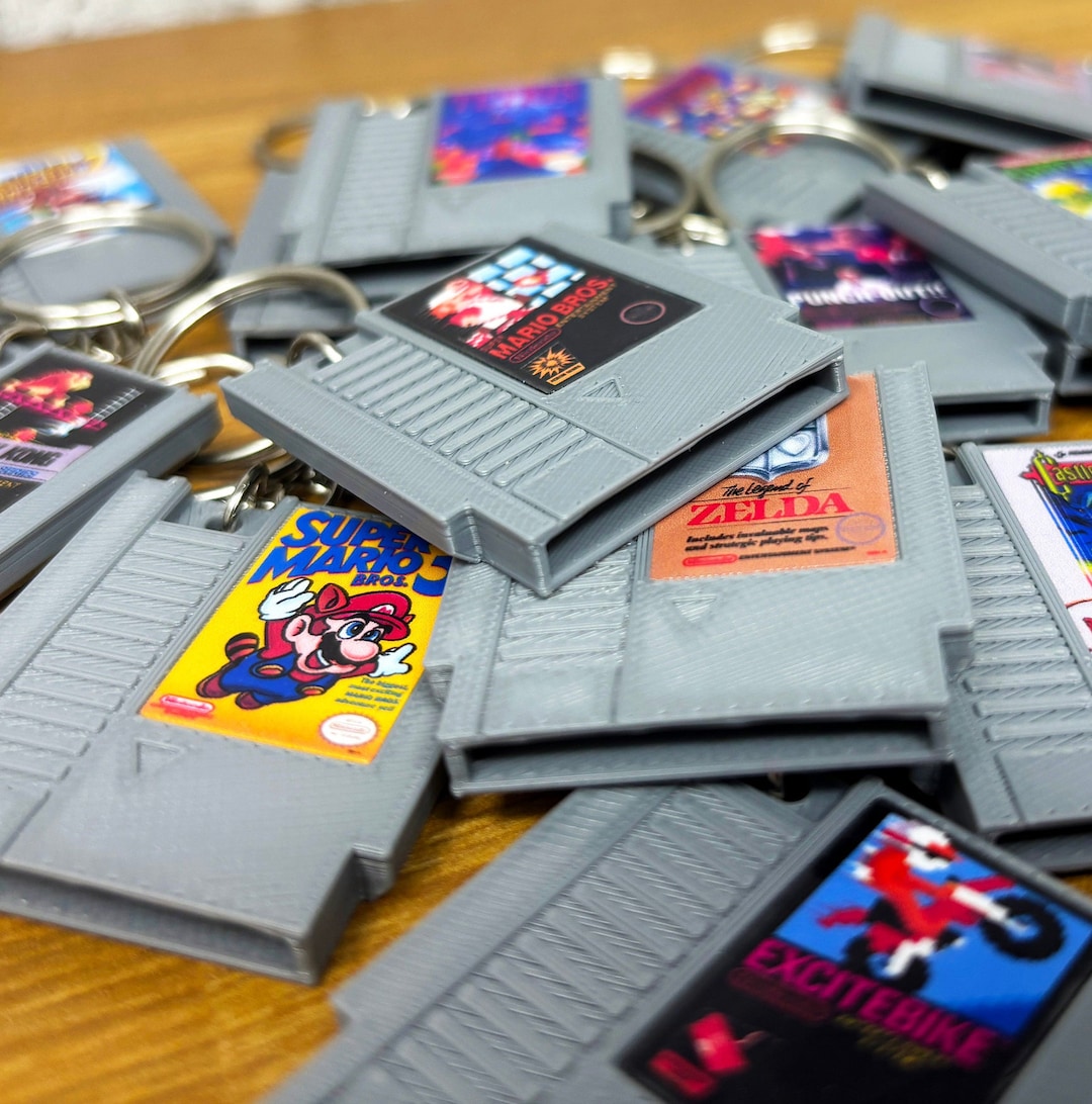Mini NES Game Cart Keychain, Retro Cartridge Cover Art, Miniature ...