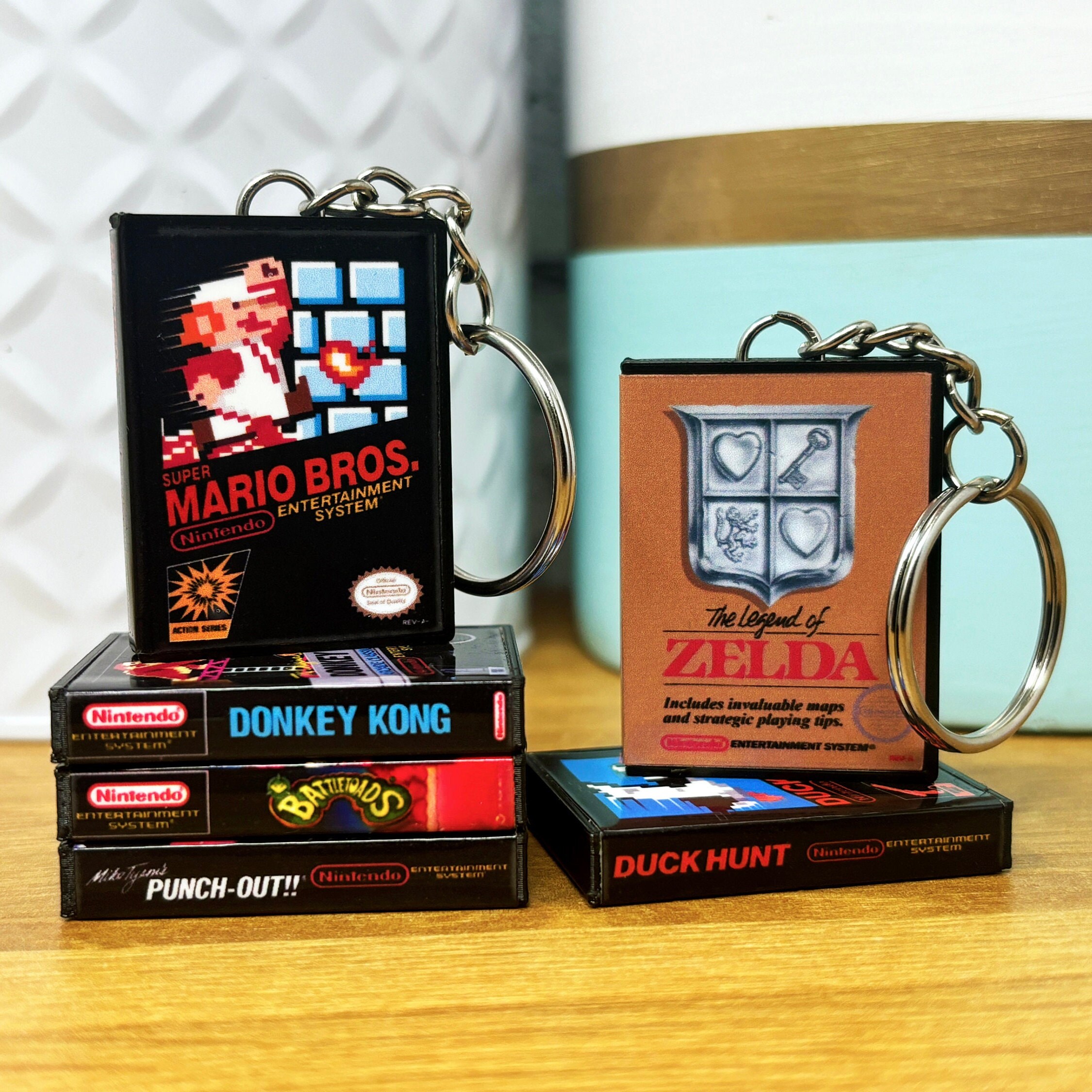 Mini Nes Game Case Keychain Retro Case Cover Art Miniature Nintendo